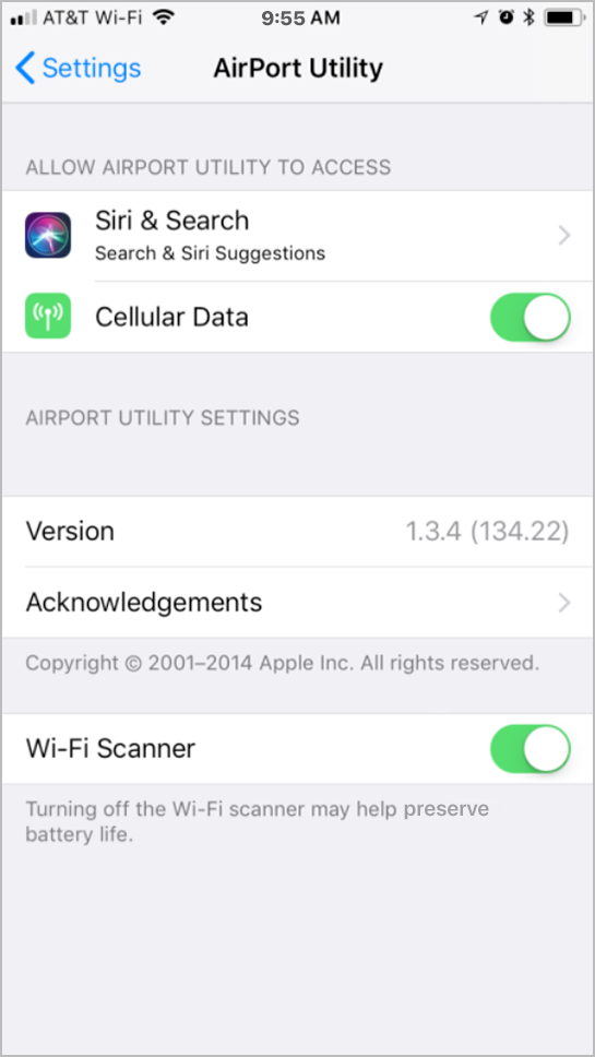 Using Airport Utility to Scan WiFi Networks on iOS
